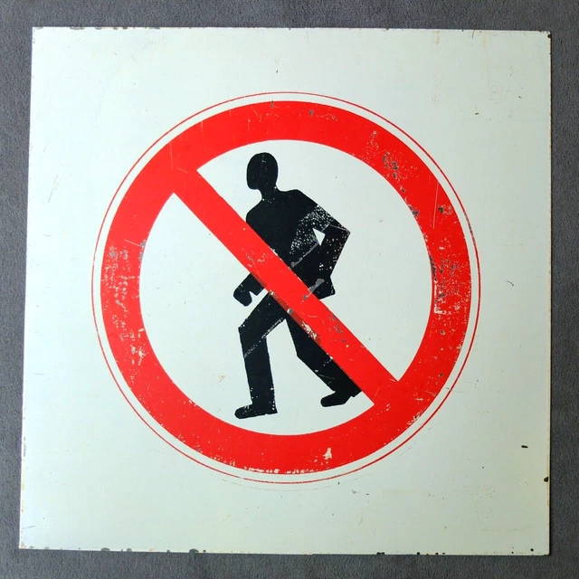 VINTAGE SOVIET METAL Sign, No Entry, Red Hazard label, USSR 80s ...