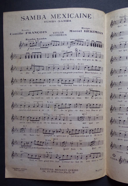 PARTITION SAMBA MEXICAINE - J'AI DANSE LA SAMBA - orchestre EUR 6,00 - PicClick FR