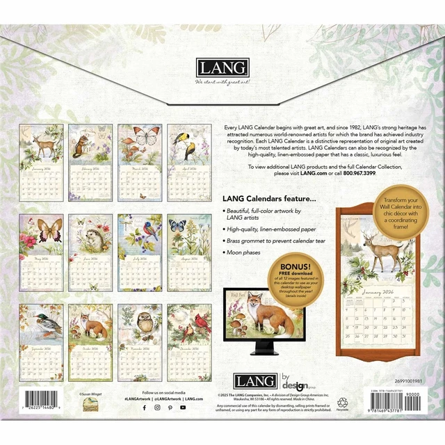 SUSAN WINGET, FIELD Guide Deluxe Calendar 2026 - Art - Month To View £ ...