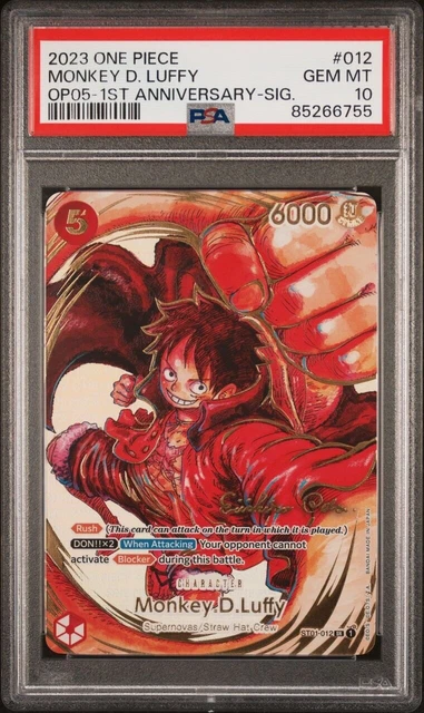 ONE PIECE MONKEY D. Luffy OP05 ST01-012 SR 1st Anniversary Signature PSA 10 EUR 1.721,78 ...