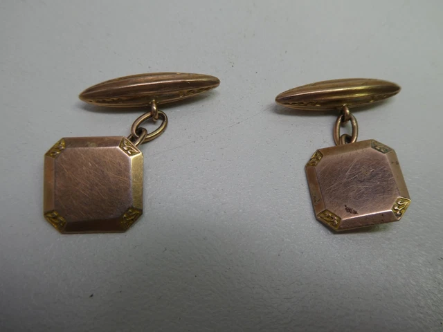 ANTIQUE 9 CT Square Shield Gold Cufflinks Estate $395.00 - PicClick AU