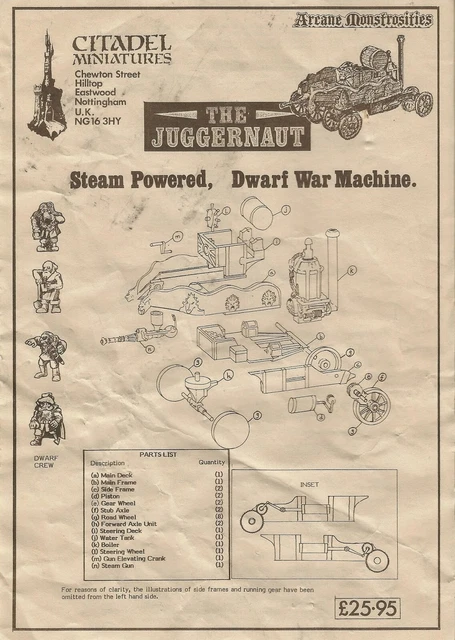 GAMES WORKSHOP CITADEL Metal Dwarf Juggernaut Tony Ackland Warhammer ...