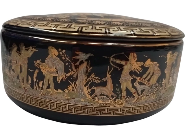 HANDMADE GREEK TRINKET Box 24K Gold Detailing Mythological Scene £8.00 ...