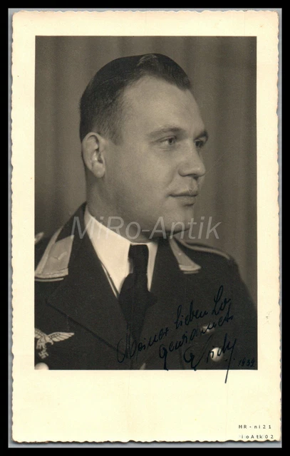 FOTO, WK2, UFFZ. der Luftwaffe im Studioportrait mit Widmung, 5026-1324 ...