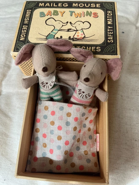 MAILEG RETIRED BABY Twin Mice Matchbox Mouse Set from 2016 £48.51 ...