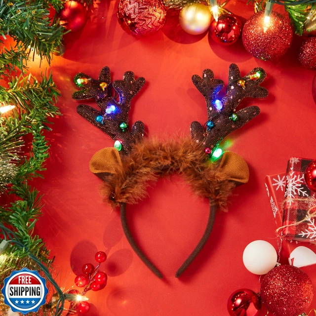 JOYIN CHRISTMAS LIGHT Up Headband, Cute Reindeer Headband with LED ...