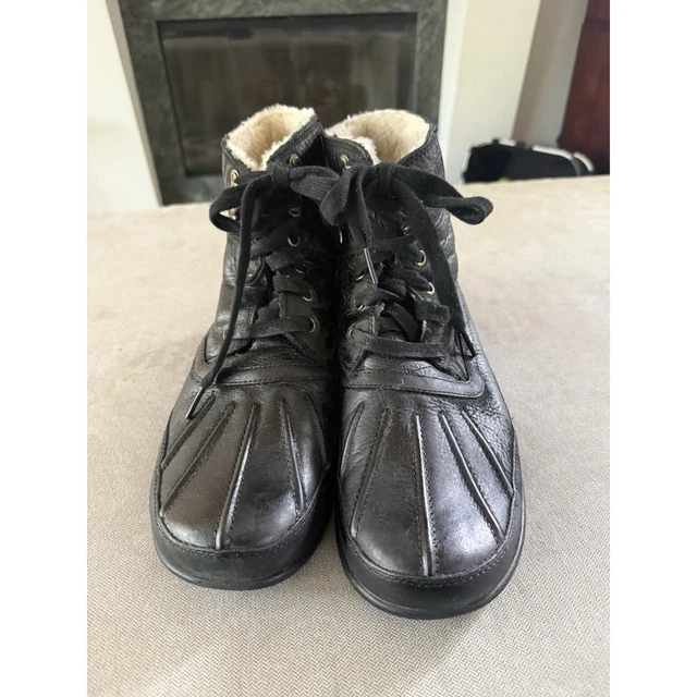 COLE HAAN MEN’S 9.5 Waterproof Leather Duck Boots Black Lined Winter ...