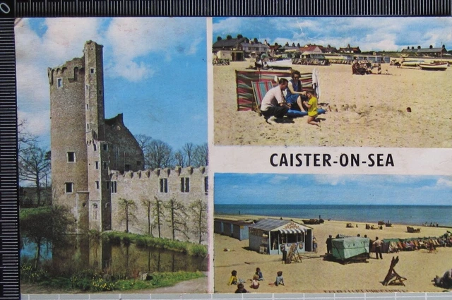 ANCIENNE CARTE POSTALE Caister-On-Sea Plage Et Le Château EUR 10,21 ...