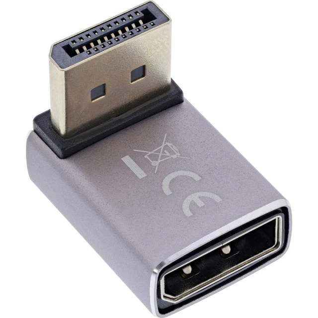 INLINE® DISPLAYPORT 1.4 Adapter, DisplayPort Stecker / Buchse, 90° oben ...