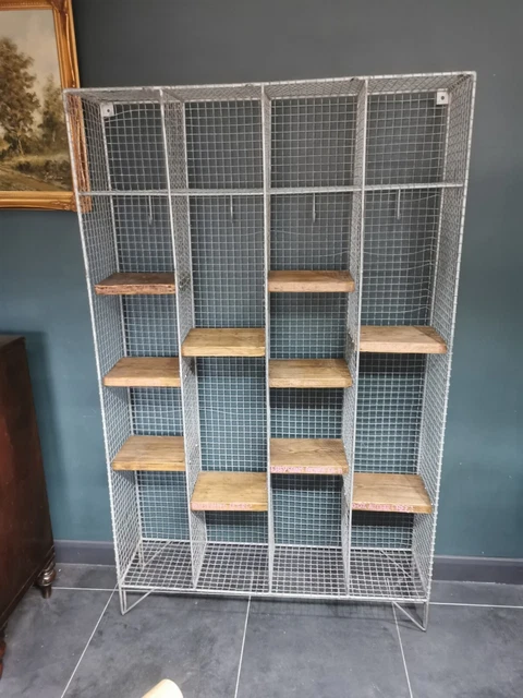 LARGE INDUSTRIAL STYLE Wire Mesh Shelving Unit Display Storage Locker £ ...