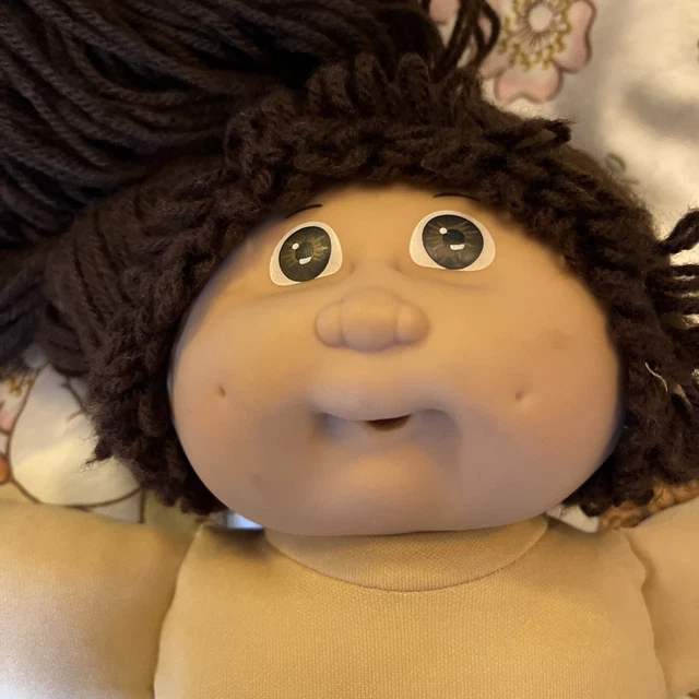 VINTAGE JESMAR CABBAGE Patch Kids Doll HM 4 paci brunette brown eyes ...