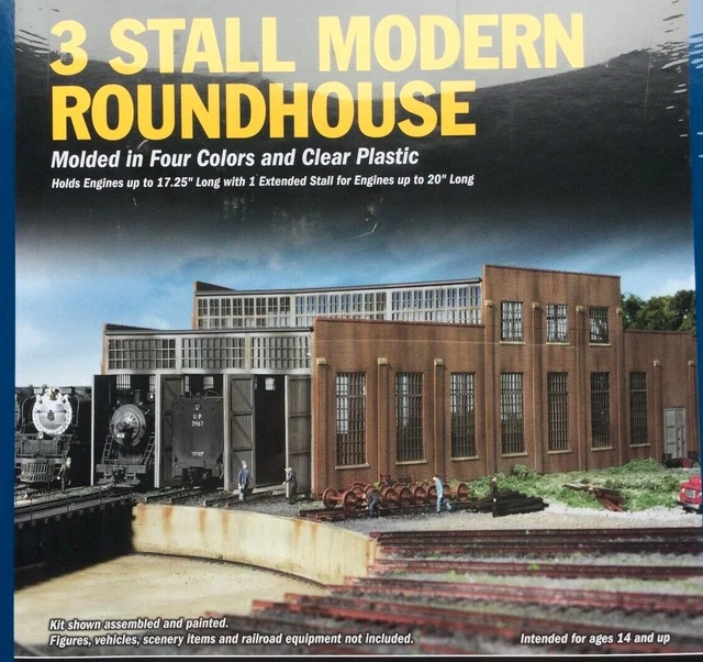 WALTHERS 1/87 HO Cornerstone 3 Stall Modern Roundhouse Model Kit # 933 ...