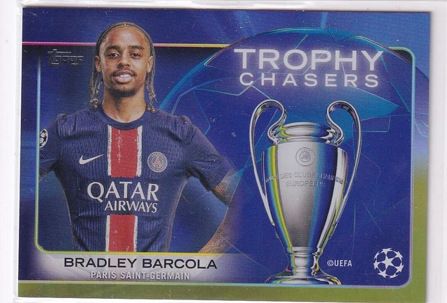 TOPPS CL CLUB Competition 2025 RF-20 Bradley Barcola Trophy Chasers Oro ...