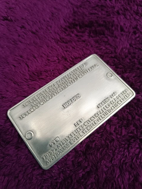 BLANK HOLDEN HT, HG, HQ Restoration Model Vin Adr Tag set $587.61 ...