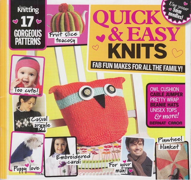 QUICK & EASY Knits~Simply Knitting Pattern Booklet~17 Patterns To Knit ...