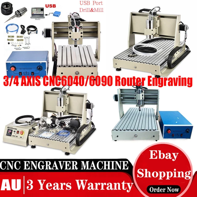 3040/6040/6090 3AXIS/4AXIS USB CNC Router Drilling Milling Engraving 3D ...