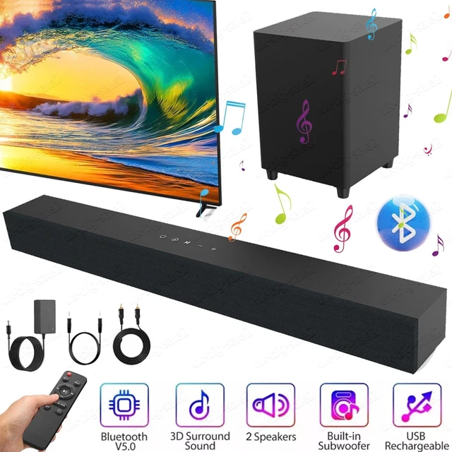 BLUETOOTH KARAOKE SOUNDBAR w/ Subwoofer TV Home Theater Surround Sound ...