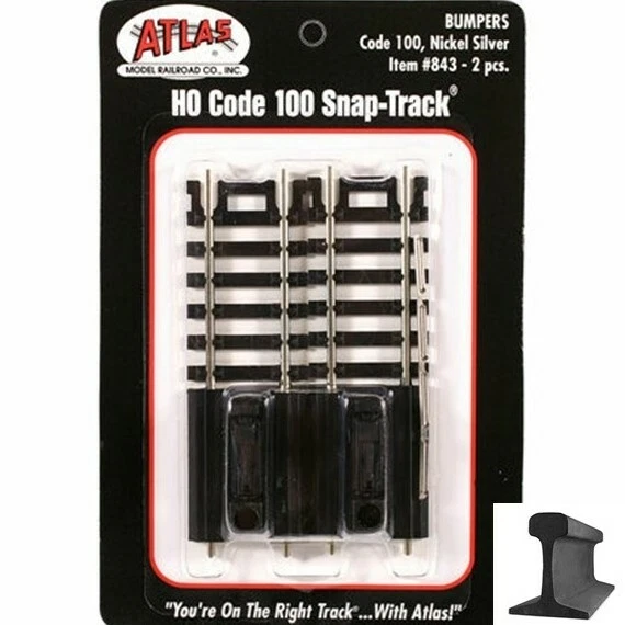 ATLAS HO SCALE ~ New 2024 ~ Code 100 ~ Track Bumpers ~ 2 Pieces ~ 843 ...