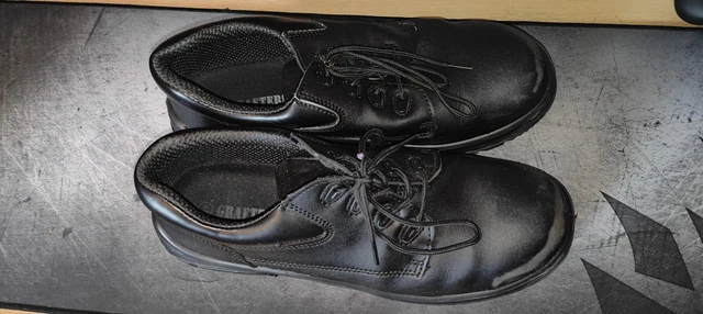 MENS GRAFTERS LEATHER Safety Shoes Super Wide EEEE Fit Steel Toe Cap ...