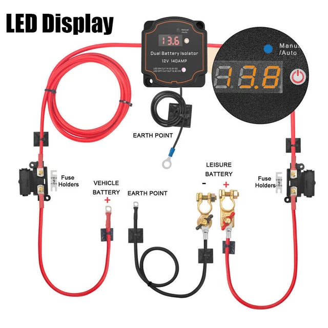 3M LED VOLTAGE Sensitive Split Charge Battery Relay Kit 12v 140A VSR ...