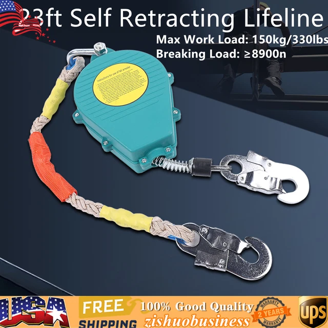 23FT SELF-RETRACTING LIFELINE Lanyard Fall Arrester Fall Protection w ...