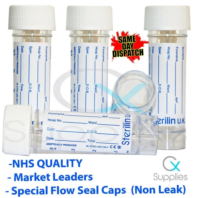 NHS UNIVERSAL STERILE Urine Sample Bottles Specimen Labelled Container ...