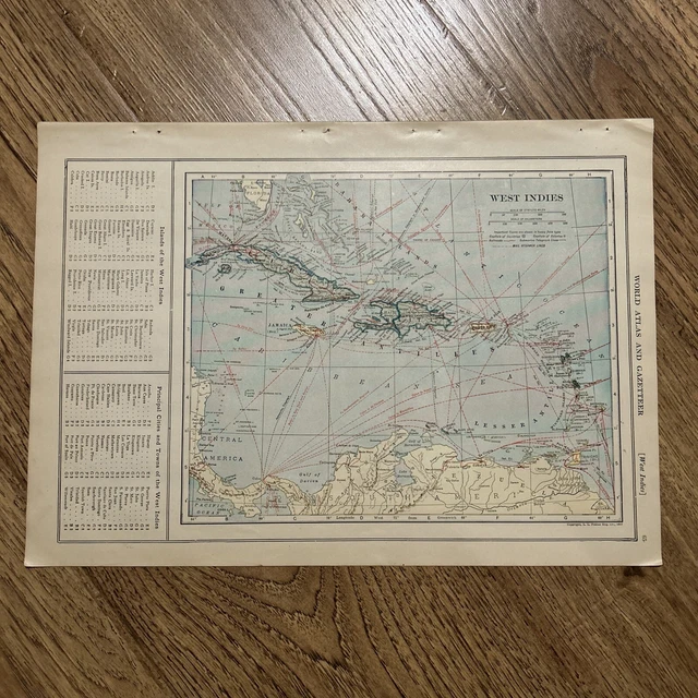 ANTIQUE ORIGINAL 1919 Map of The West Indies 15 x 11 inches £15.06 ...