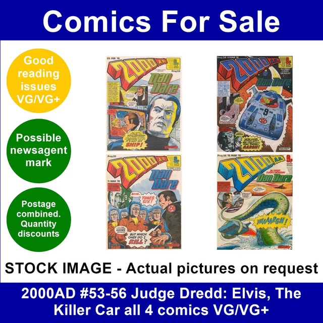 2000AD #53-56 JUDGE Dredd: Elvis, The Killer Car all 4 comics VG/VG+ ...