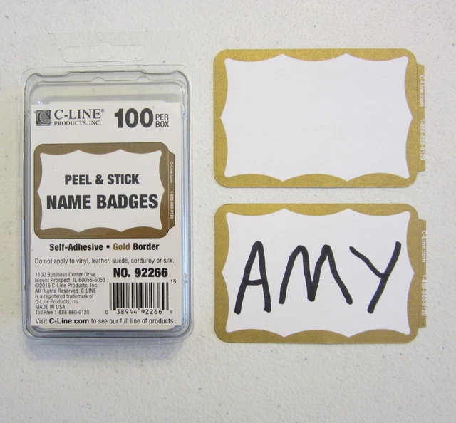 50 GOLD BORDER Badges Name Tags Labels Id Stickers Peel And Stick ...