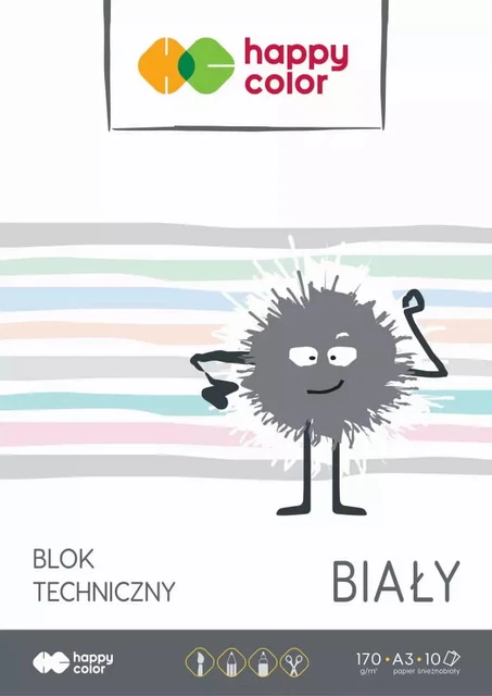 BLOK TECHNICZNY BIAŁY A3 170g Happy Color pakiet 10sztuk Happy Color £ ...