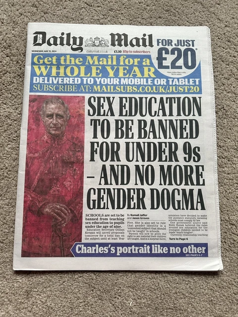 DAILY MAIL 15TH May 2024 15/5/24 King Charles Portrait £13.00 - PicClick UK
