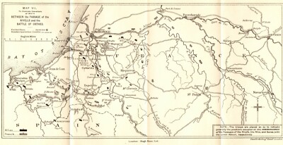 ANTIQUE FOLDING MAP Battle Plan Peninsular War France Nivelle Orthes ...