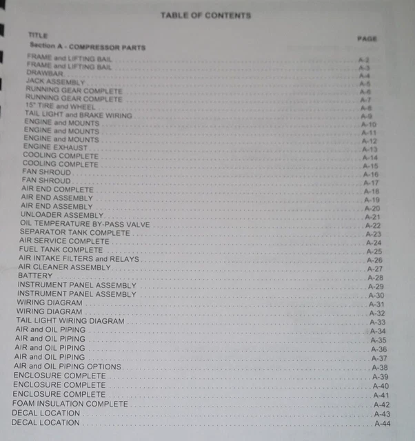 INGERSOLL RAND P185WJD Compressor Parts Manual Book Catalog £33.25 ...