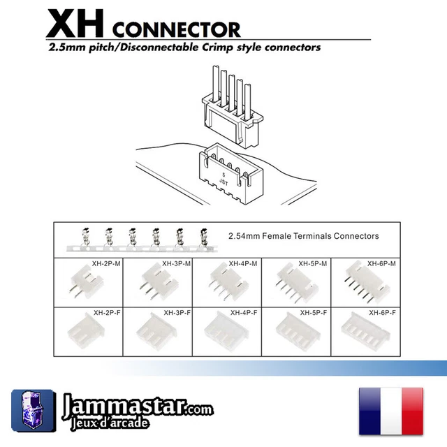 CONNECTEUR JST XH - Embase Femelle Connector JST-XH- Female Socket male ...