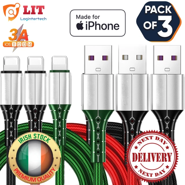 3 PAQUET RAPIDE de Recharge Apple IPHONE Câble Tressé Résistant 12 13 ...