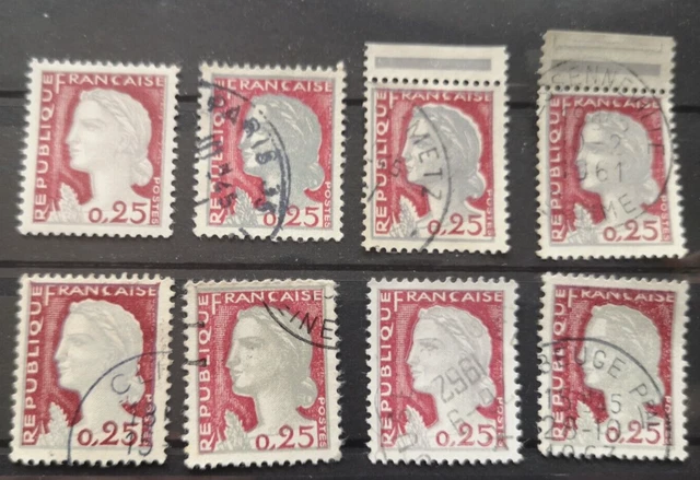 TIMBRE FRANCE 1960 lot de VARIÉTÉS N°1263 MARIANNE DE DECARIS 1 neuf ...