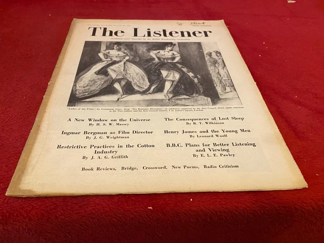 THE LISTENER MAGAZINE 9/7/1959 Ingmar Bergman. Henry James. Mr. Nehru £ ...