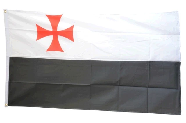 DRAPEAU CROIX DES Templiers noir et blanc drapeau sifflé 90 x 150 cm ...