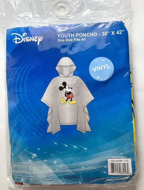 DISNEY YOUTH SIZE Mickey Mouse Hooded Rain Water Ride Poncho Disneyland ...