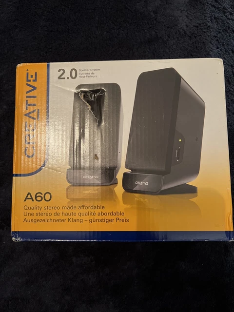 CREATIVE A60 Stereo Speaker System - 3.5mm Connector - Black BNIB £5.50 ...