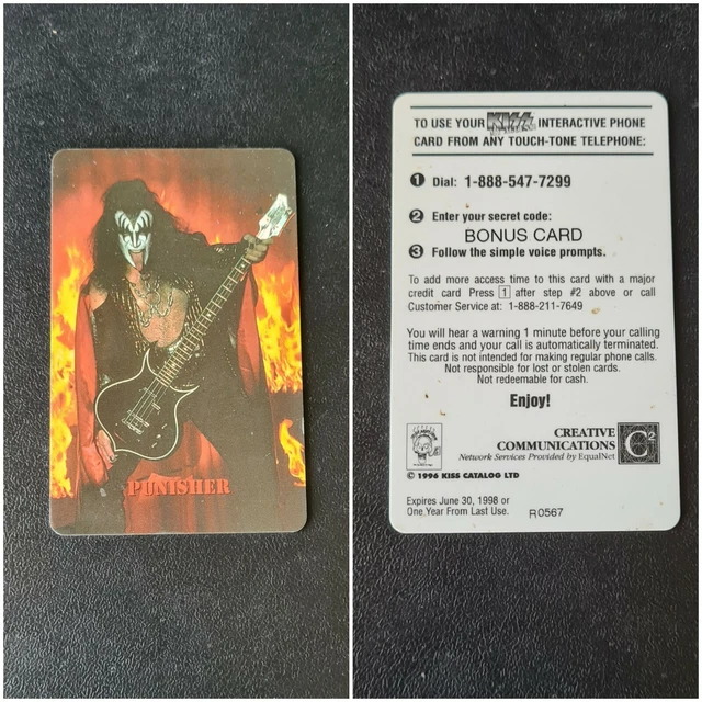 KISS MEMORABILIA- GENE Simmons Punisher- Phone Card- 1998 $10.09 ...