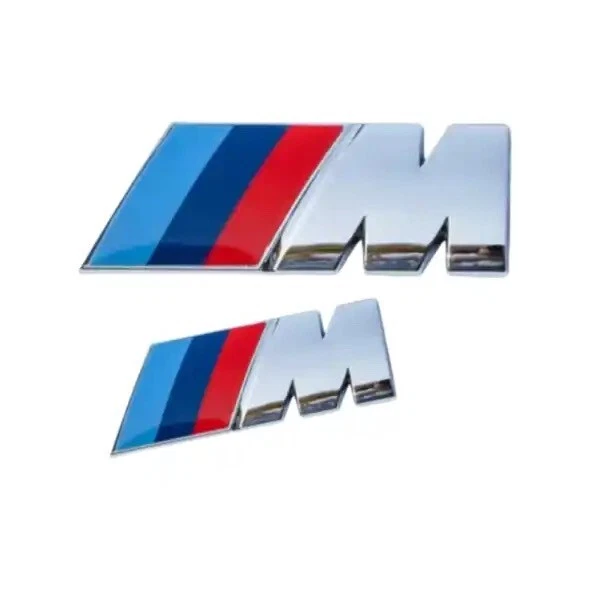2X BMW M Emblem Logo silber Glanz Kotflügel Badge Seite M Paket 45x15mm ...