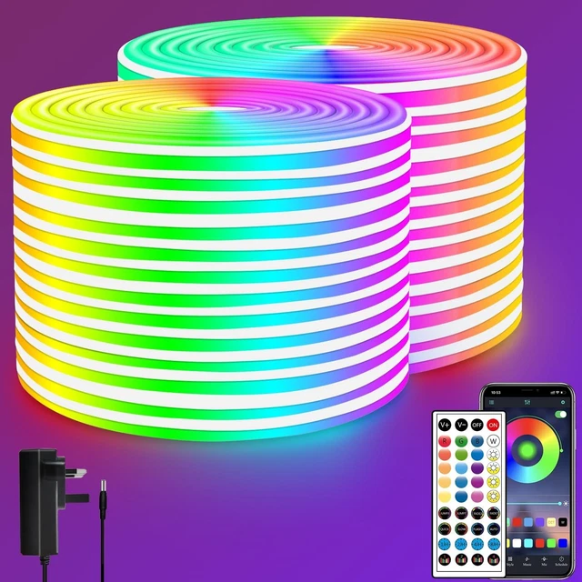 SEGRASS LED NEON Lights Strip 30M with Remote,APP Control,24v RGB LED ...
