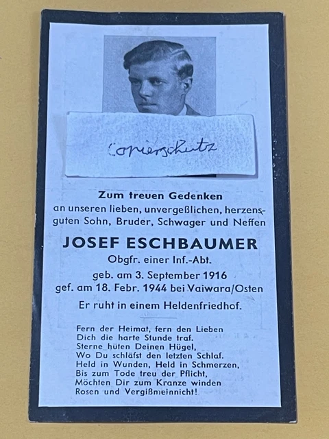 STERBEBILD 2WK.OBERGEFR-E INF-ABT-1944 b Vaiwara/Osten EUR 5,00 ...