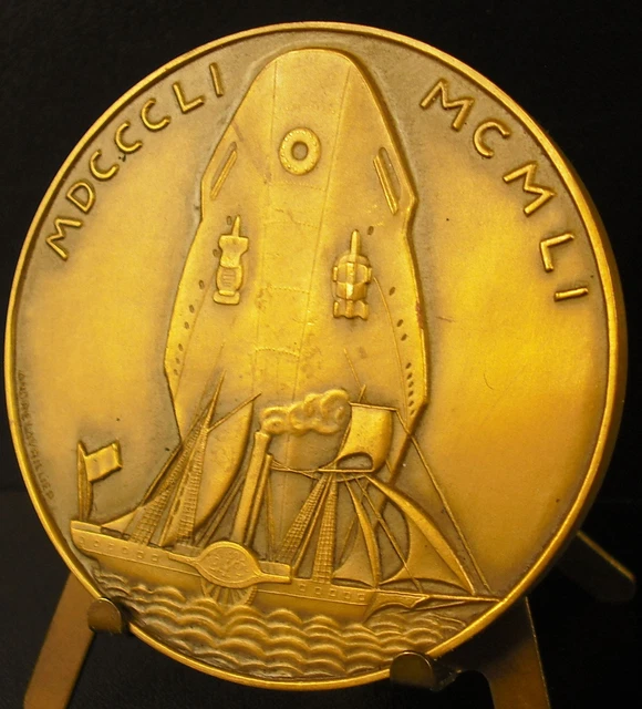 MEDAILLE COMPAGNIE DES messageries maritimes 1951 Licorne et bateau ...
