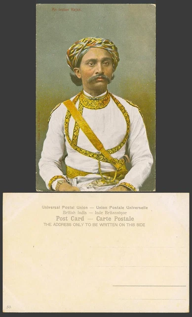 INDIA OLD COLOUR Postcard An Indian Rajah Raja King Ruler Royalty ...