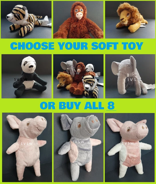 IKEA SOFT TOY Piglet Pigs Monkey Elephant Panda Tiger Lion Djungelskog ...