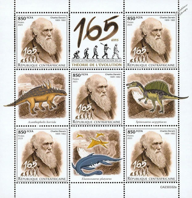 CHARLES DARWIN DINOSAURS/THEORY of Evolution Stamp Sheet #76 2023 ...