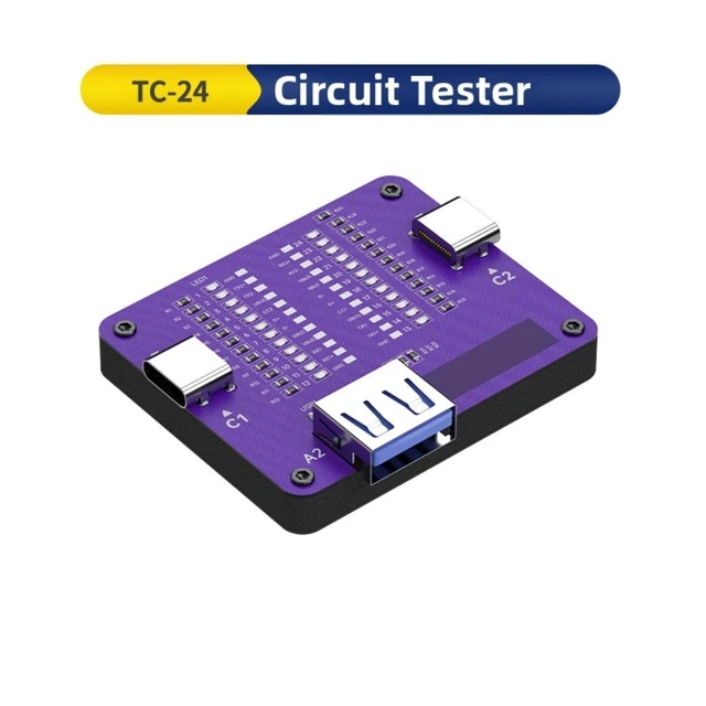 TYPE-C CABLE TESTER 24-pin Continuity Test 12 LED Indicators C1 And C2 ...