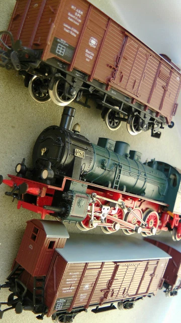 PIKO PREUSSEN DAMPFLOK G8+Güterwagen Länderbahn SET OVP Konvolut DDR Eisenbahn H0 EUR 69,90 ...